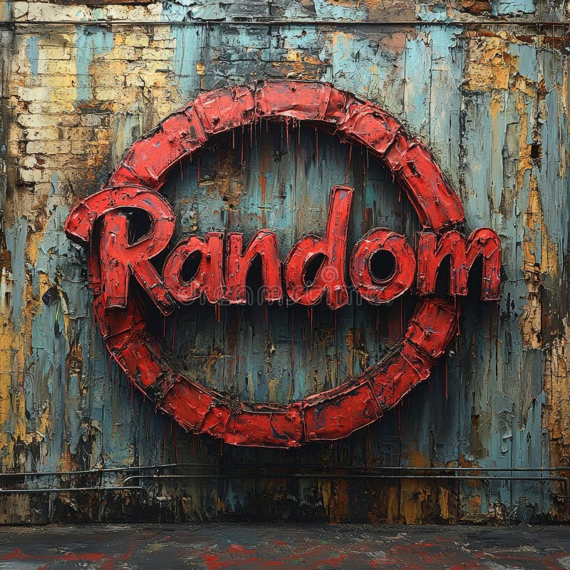 Textured Wall with Painted Red Circle and Word Random Stock ...