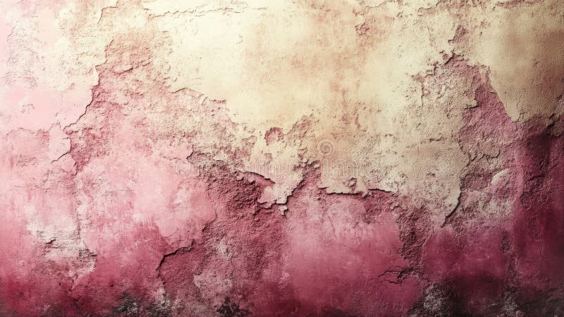 Textured Wall with Peeling Pink Paint and Subtle Gradient in an Aged ...