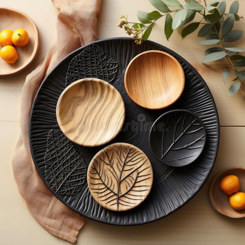 Textured Wall Plates with Woven and Raised Designs Stock Illustration ...