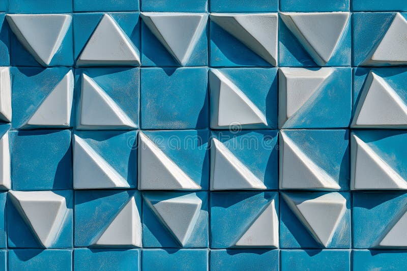 Geometric Blue and White Tile Pattern with Triangular Protrusions Stock ...