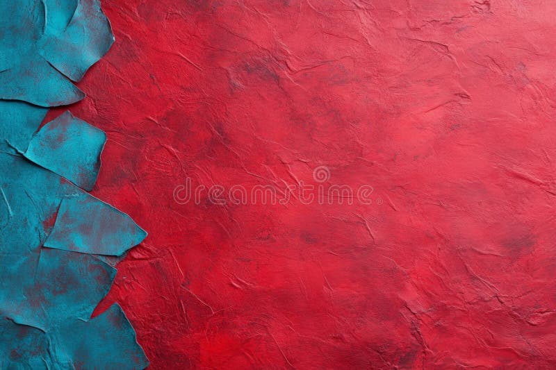 Artistic Texture of Deep Red Wall with Turquoise Blue Patterns Creating ...