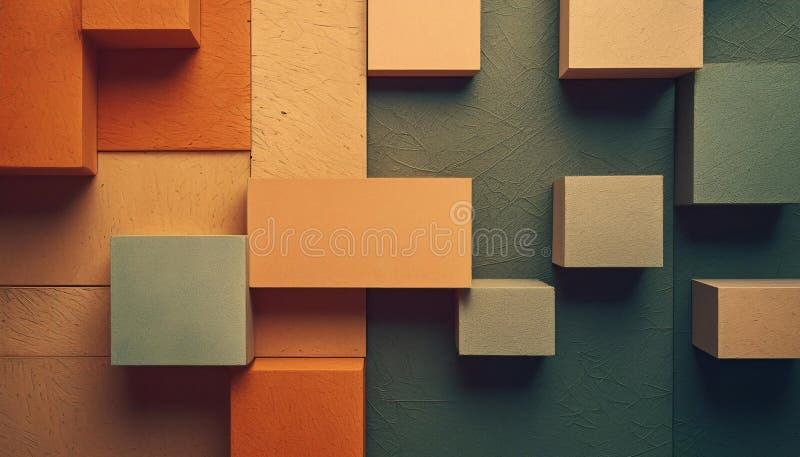 A Textured Wall of Square Blocks in Different Retro Colors Stock ...