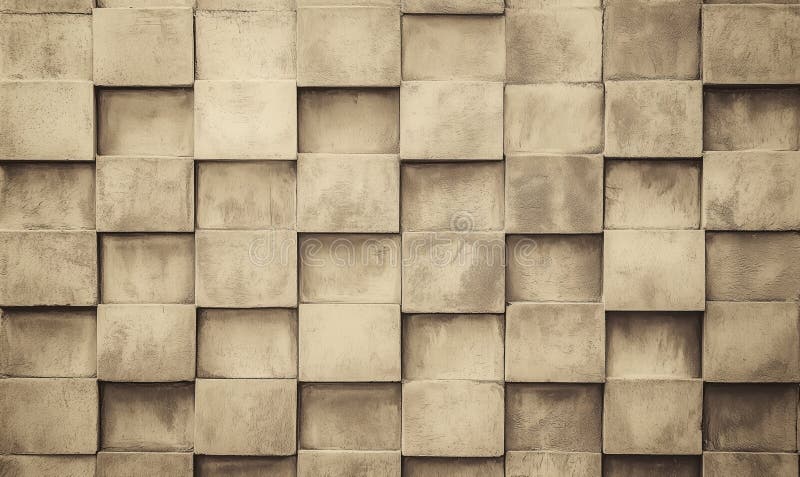 Textured Wall with Square Concrete Blocks, Neutral Tones, Geometric ...