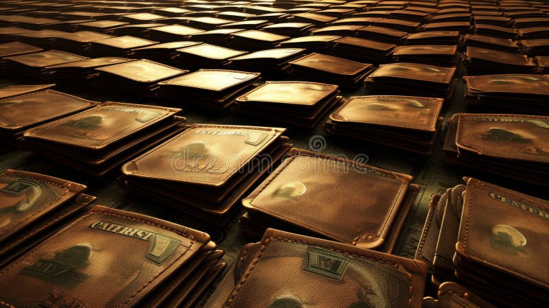 Textured Wallets on Reflective Surface Stock Image - Image of shiny ...