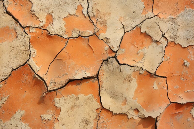 Textured Warm Terracotta Clay Surface Displaying Cracks and Natural ...