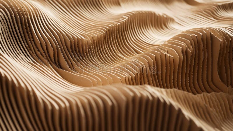 Textured Wavy Patterns of Light Brown Cardboard Surface Detail Stock ...