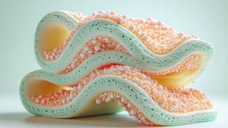 A Textured, Wavy Sponge with a Mix of Colors and Bubbles, Showcasing ...