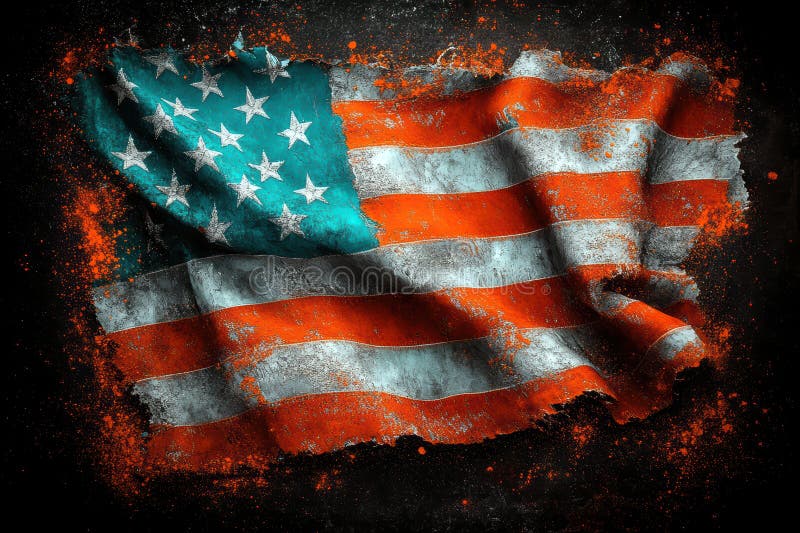 Textured and Weathered American Flag with Dramatic Colors Stock Image ...