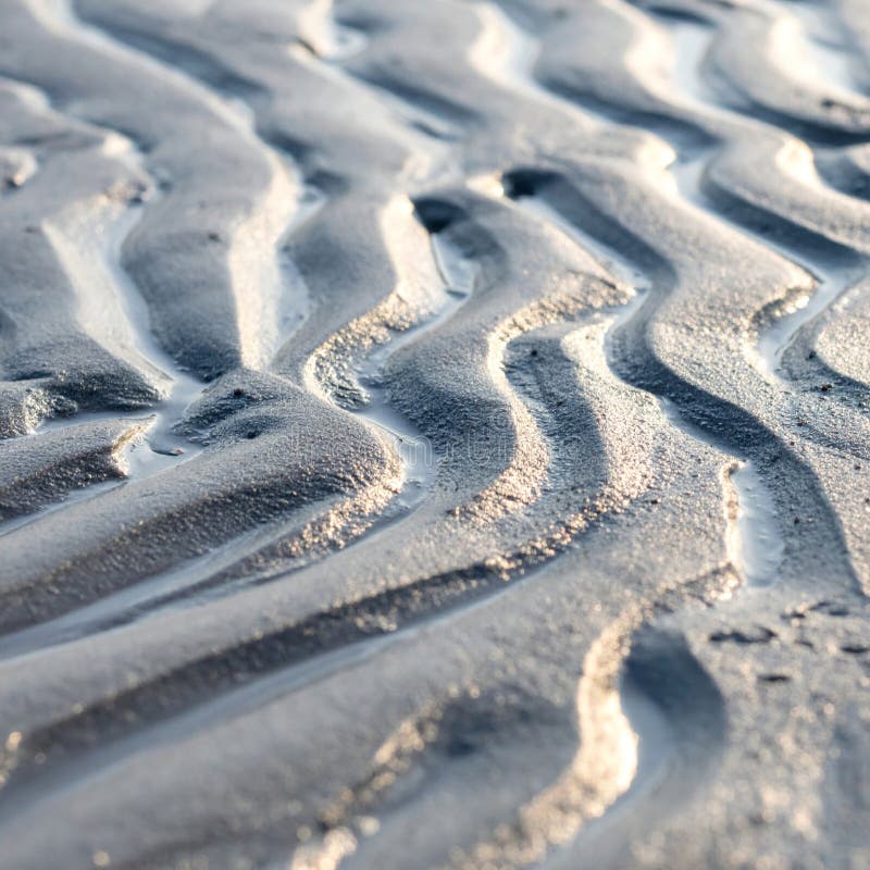 Textured Wet Sand Beach Waves at Sunset Stock Illustration ...