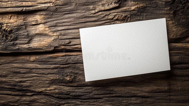Textured White Card on a Dark Wooden Table with Organic Patterns Stock ...