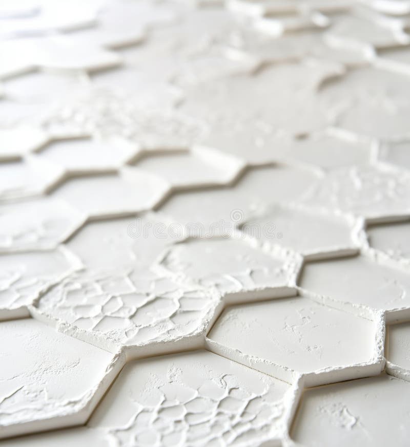 Textured White Hexagonal Tiles Creating Modern Surface Design for ...