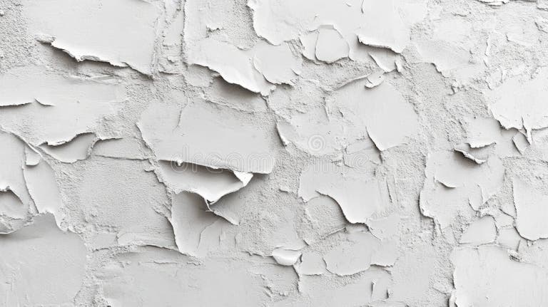 A Textured White Plaster Wall with Peeling Paint, Showcasing a ...