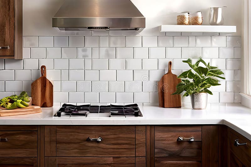 Textured White Tile Backsplash Subtle Geometric Pattern for Visu Stock ...
