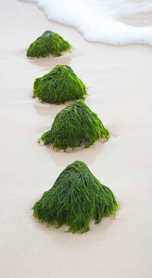 A Textured, White, Undulating Surface is Covered in Lush Green Moss ...