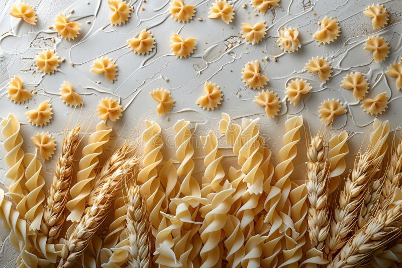 Textured White Wall Background with Wheat Ears on the Left and ...