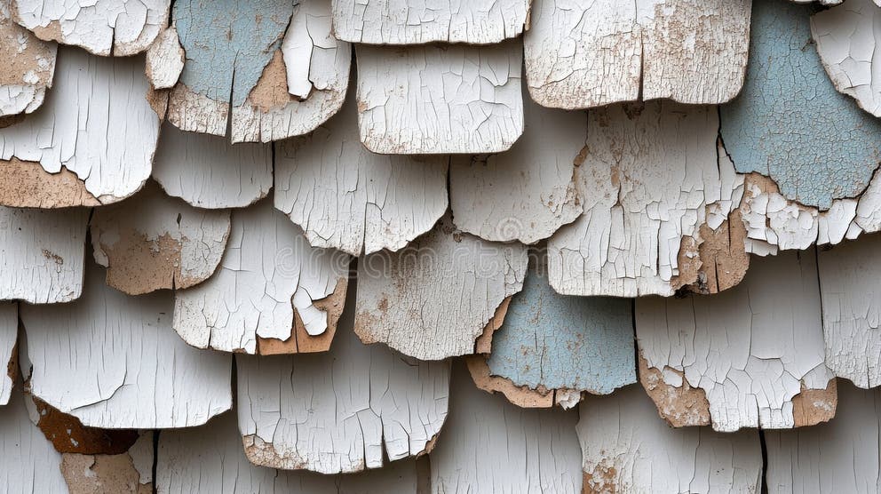 The Textured White Wall Displays Peeling Paint in a Layered Effect ...