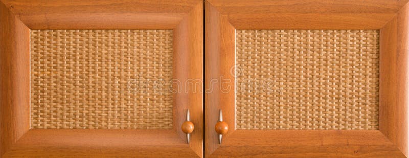 Textured Wicker Cane Net in a Wooden Frame Cozy Doors in Warm ...