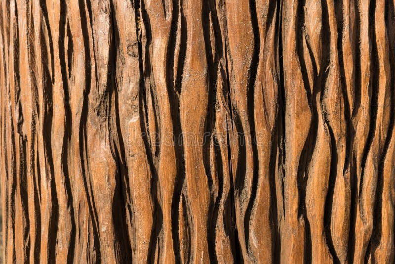 Textured Wood Carving, Surface with Imitation of Tree Bark Stock Photo ...