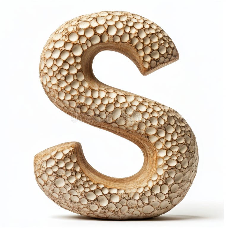 A Textured Wooden Letter "S" with a Unique Bubble-like Pattern Stock ...