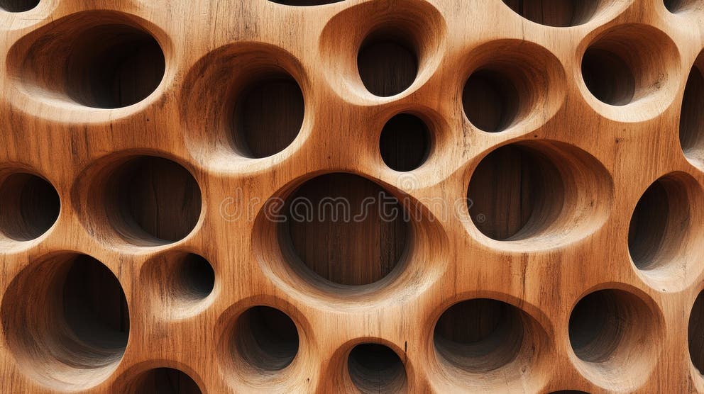 Textured Wooden Surface Featuring Unique Circular Cutouts and Patterns ...