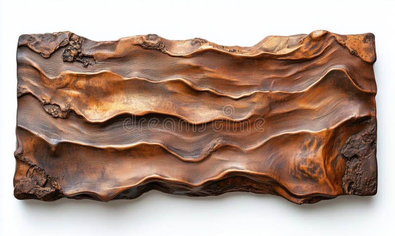 Textured Wooden Wall Art with Flowing Wave Patterns and Rich Brown ...
