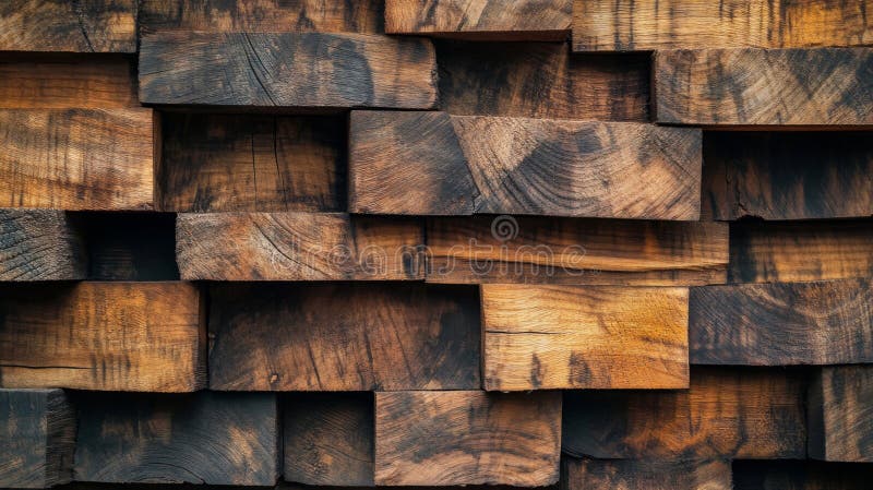 Textured Wooden Wall Made of Interlocking Planks Stock Illustration ...