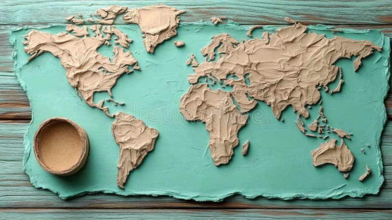 Textured World Map Art stock illustration. Illustration of wood - 365579530