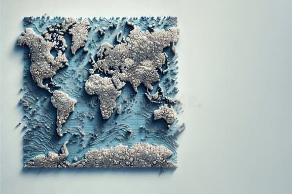 Textured World Relief Map. Space for Text. Stock Photo - Image of ...