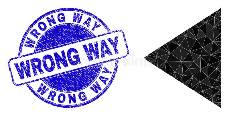 Textured Wrong Way Round Watermark and Play Back Low-Poly Icon Stock ...