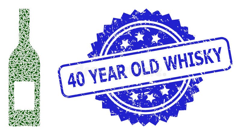 Textured 40 Year Old Whisky Seal Stamp and Recursion Wine Bottle Icon ... Textured 40 Year Old Whisky Seal Stamp and Recursion Wine Bottle Icon ...