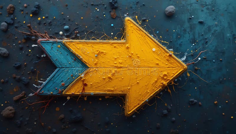 Abstract Directional Arrow with Texture Pointing Right on Dark ...