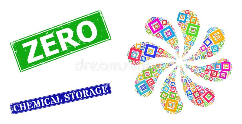 Textured Zero Stamp Seals and Empty Square Icon Colorful Swirl Salute ...