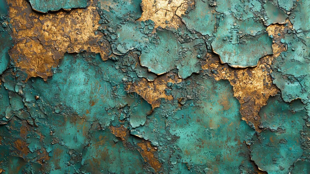 Textures of Aged Copper and Bronze, Featuring Traces of Verdigris Green. Stock Image - Image of ...
