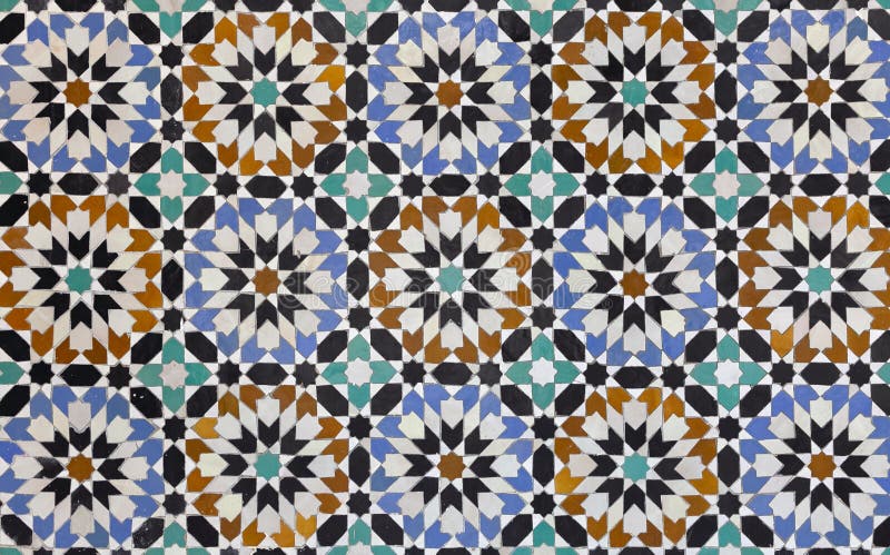 Textures of Ancient Moroccan Ceramic Mosaic with Geometric and Floral ...