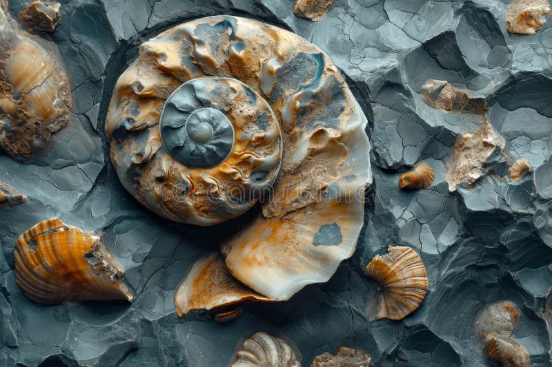 Textures of Antique Shells in Stone. Wallpaper Background Stock Photo ...