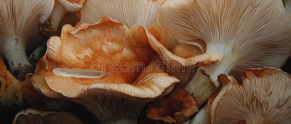 Textures and Colors of Mushrooms with Delicate Veils and Intricate ...