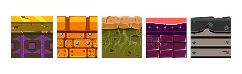 Textures for Game Platformers Square Icon Vector Set Stock Vector ...