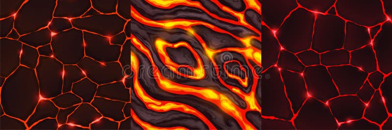 Textures of Liquid Lava Flows and Ground Cracks Stock Vector ...