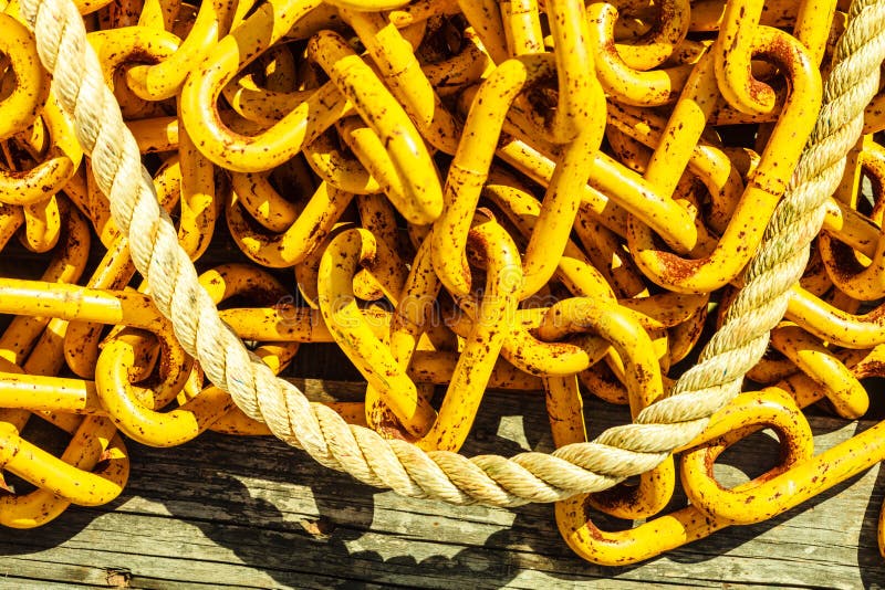 Detailed Close Up of Chains Stack and Ropes Stock Photo - Image of ...