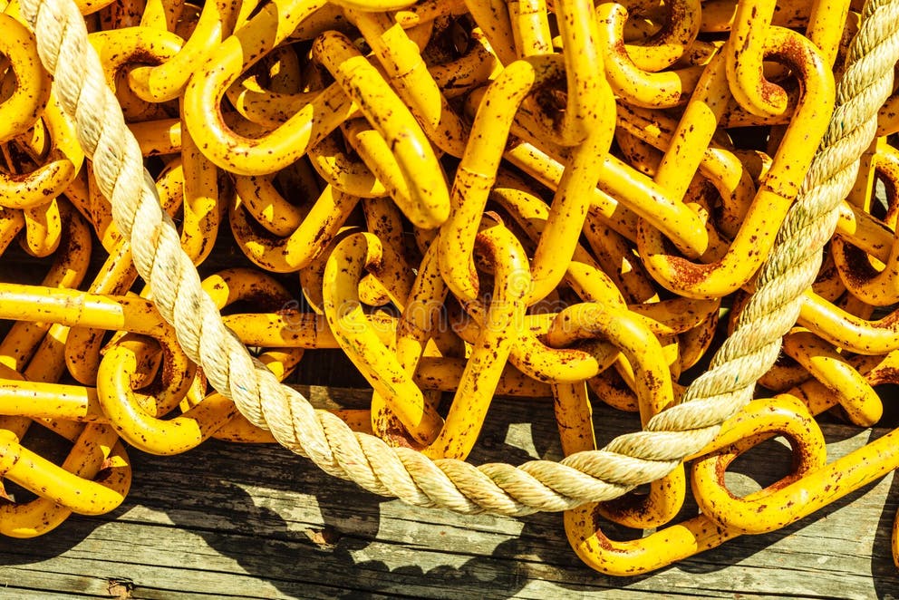 Detailed Close Up of Chains Stack and Ropes Stock Photo - Image of ...