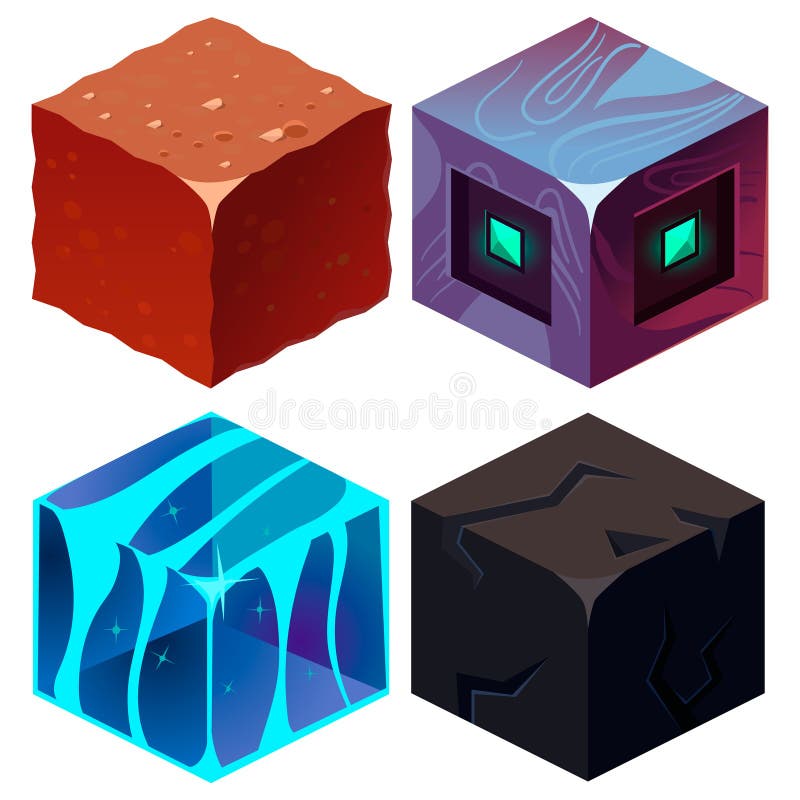 Materials and Textures Cubes Icons Vector Set Stock Vector ...