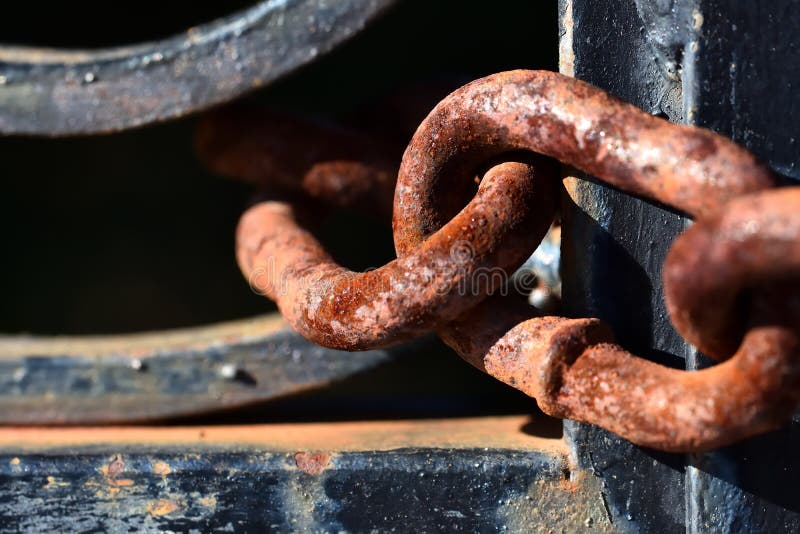 Textures of a Rusty Chain on an Iron Gate Stock Image - Image of ...