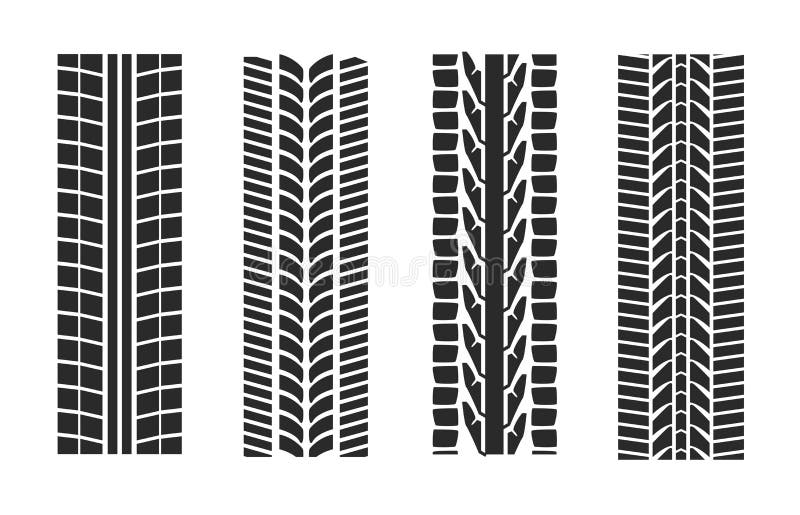 Textures of Tire Tracks Set Stock Vector - Illustration of design ...