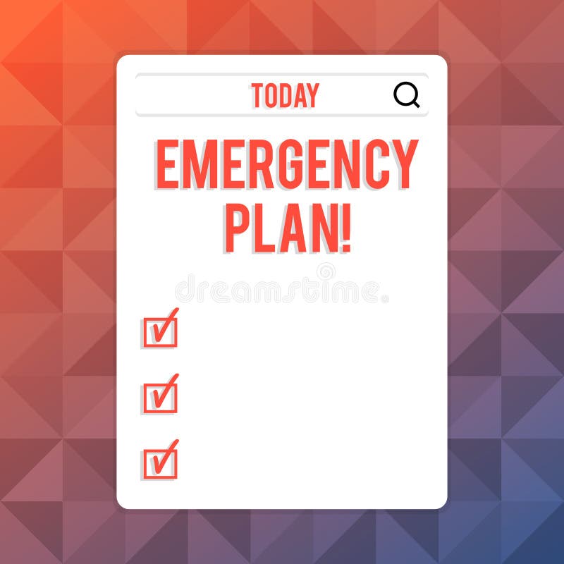 Textzeichen, Das Notfallplan Zeigt E Stock Abbildung - Illustration von ...