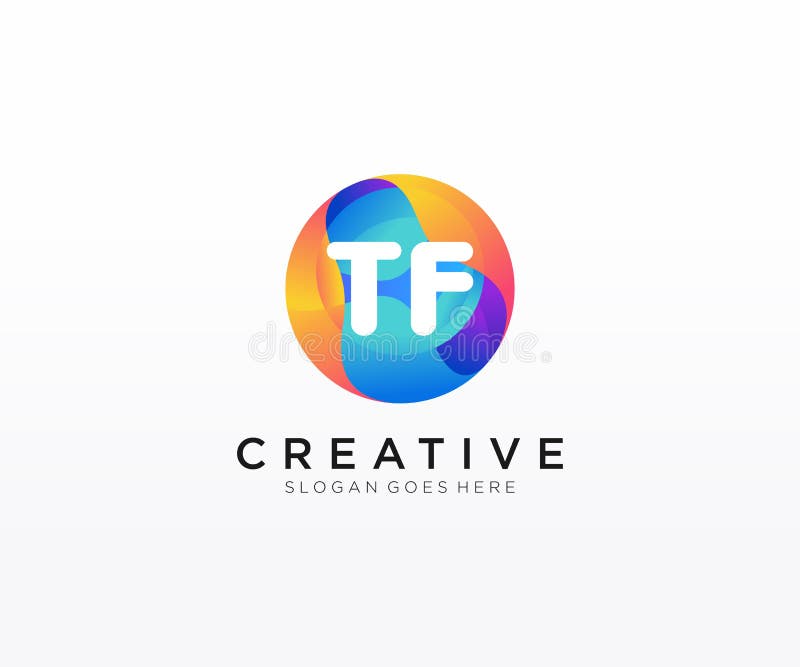 TF Initial Logo with Colorful Circle Template Vector Stock Vector ...