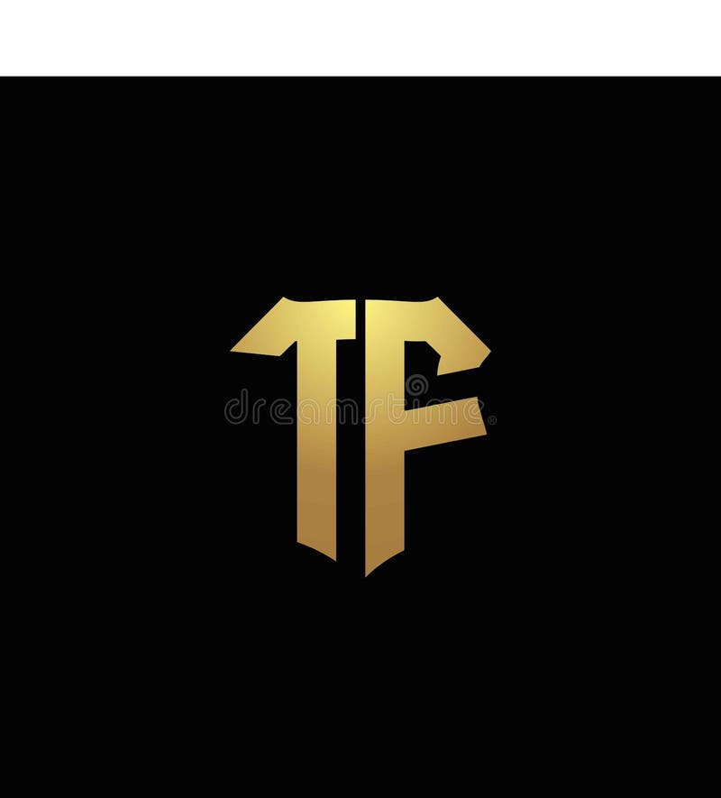 TF Logo Monogram with Gold Colors and Shield Shape Design Template ...