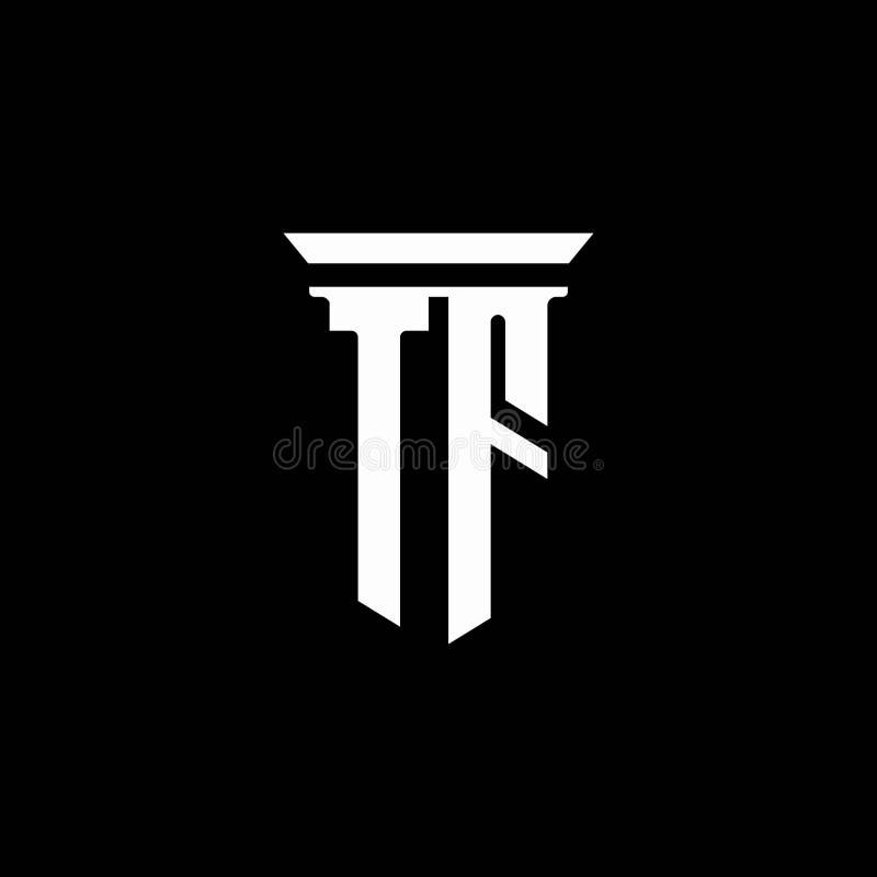 TF Monogram Logo with Emblem Style Isolated on Black Background Stock ...