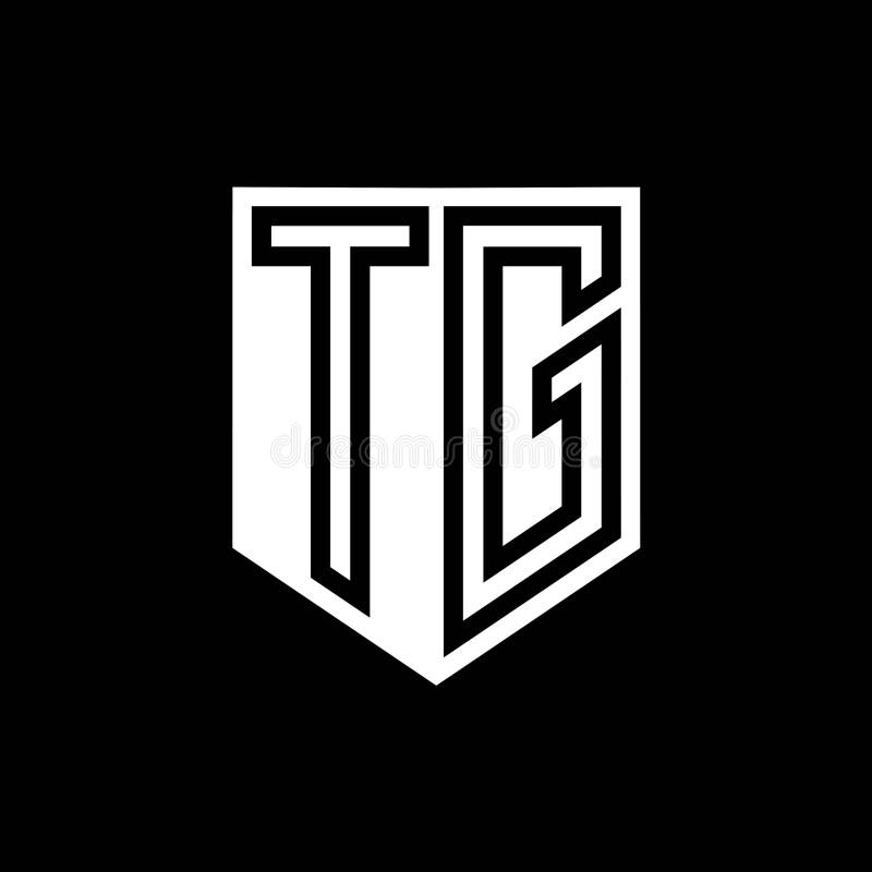 TG Logo Monogram Shield Geometric Black Line Inside White Shield Color ...