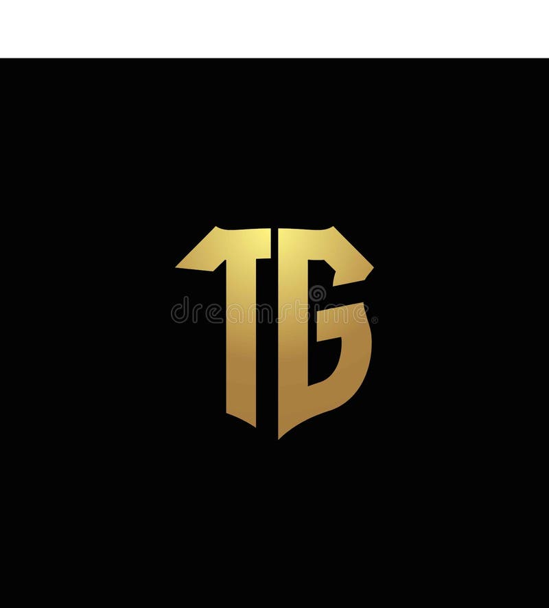 TG Logo Monogram with Gold Colors and Shield Shape Design Template ...