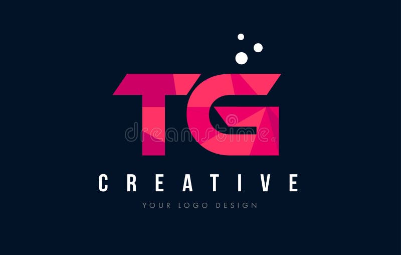 TG T G Letter Logo with Purple Low Poly Pink Triangles Concept Stock ...